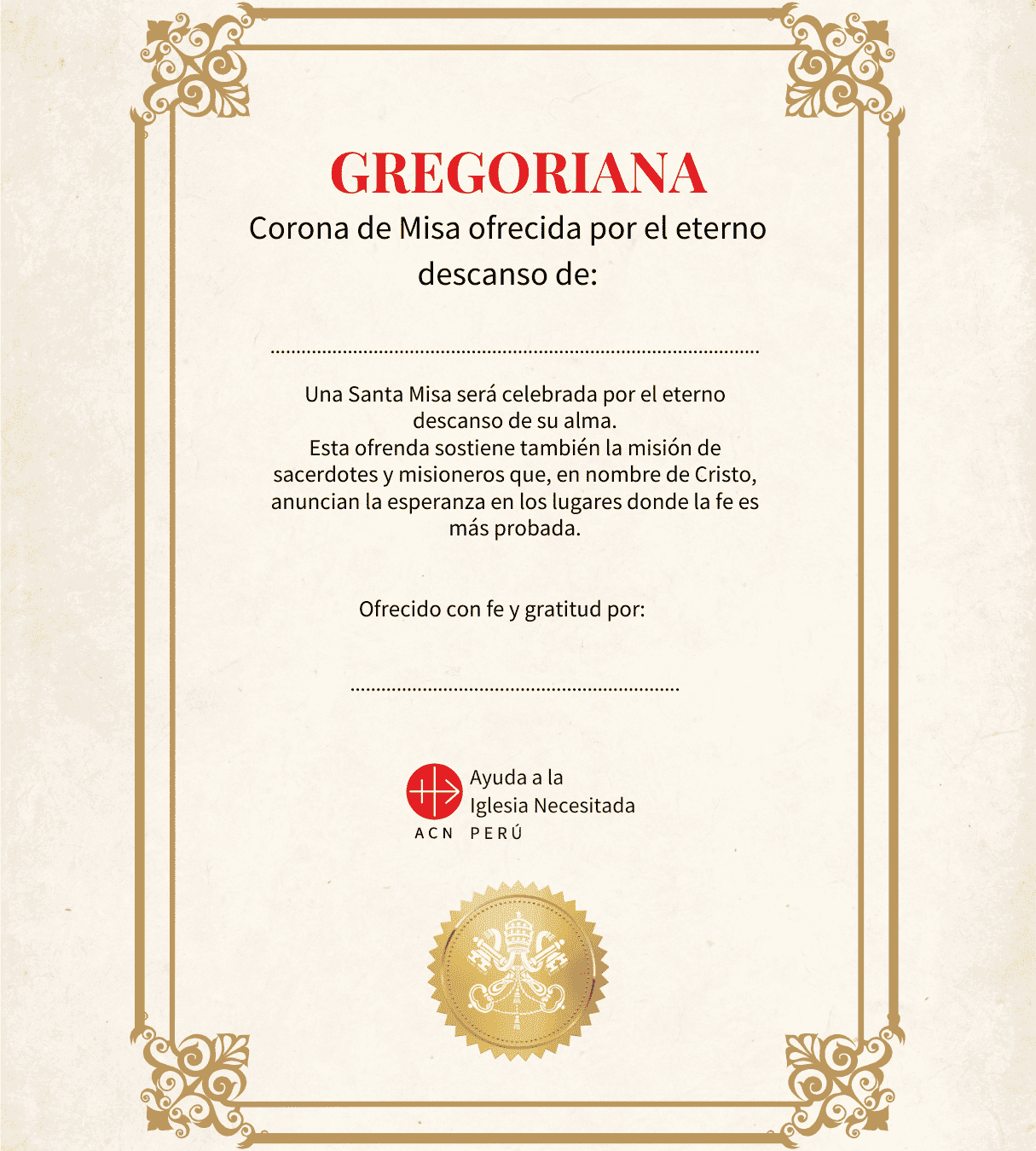 Misas Gregorianas | ACN Perú